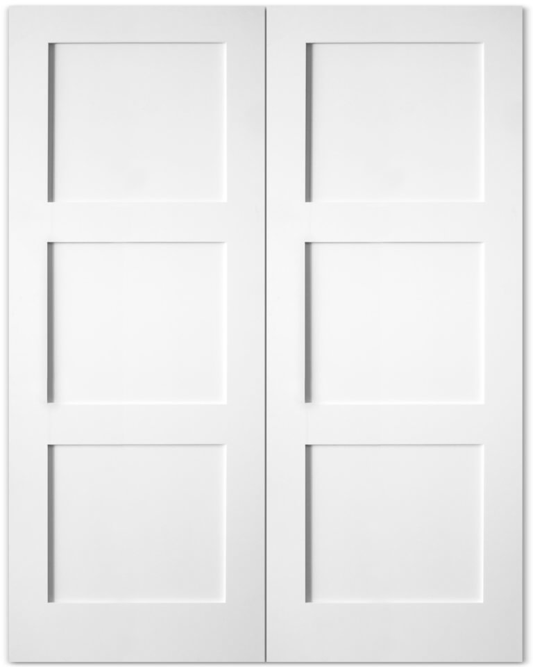 3-Panel MDF Door with Square Top, Solid Core, 1-3/4" Thick